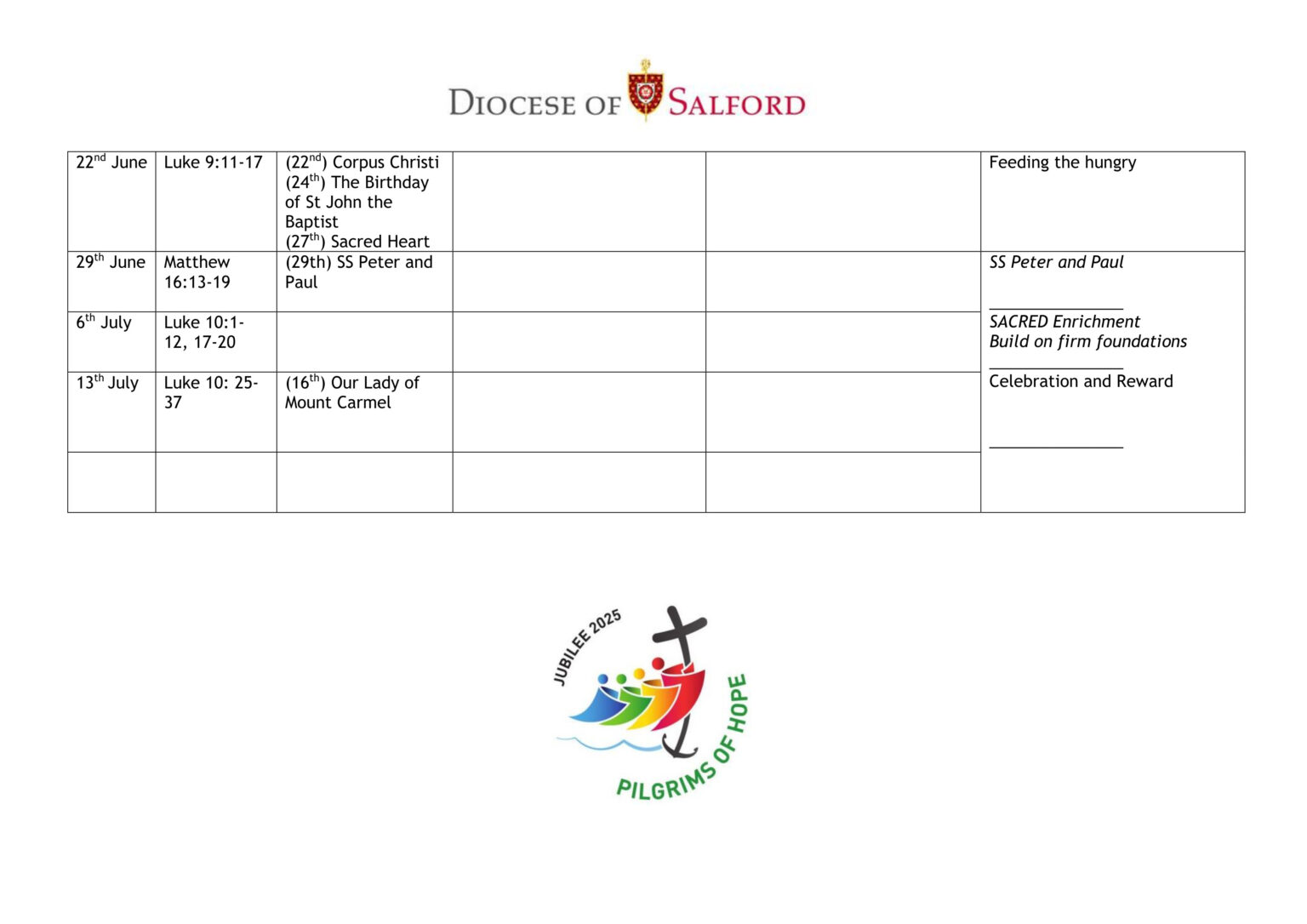 Liturgical Calendar | St Anne’s RC Voluntary Academy